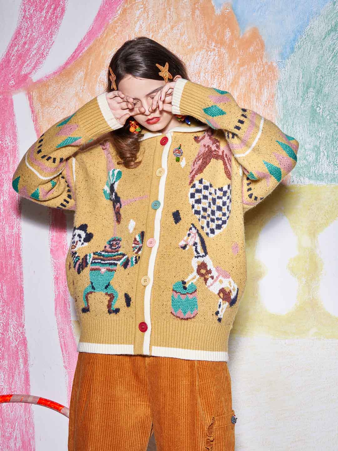 Circus Jacquard Sweater Cardigan | UNLOGICAL POEM – Unlogical Poem